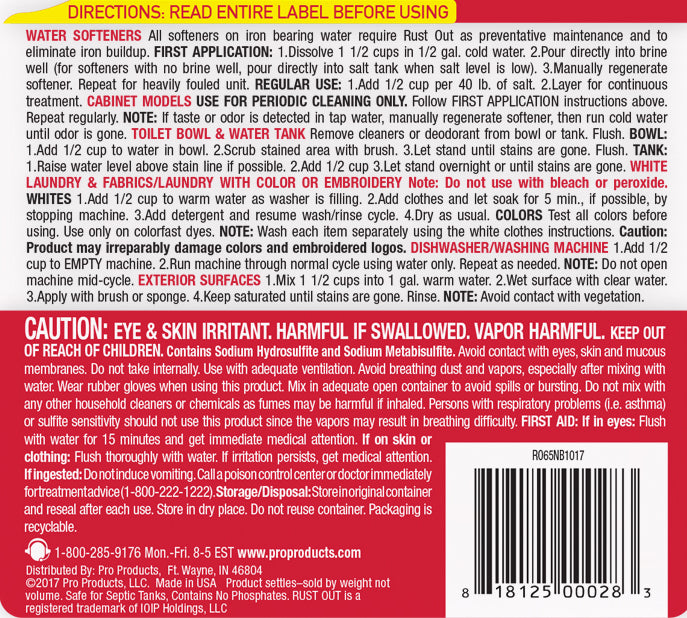 Rust Out® Water Softener Cleaner - High Iron - Pro Products